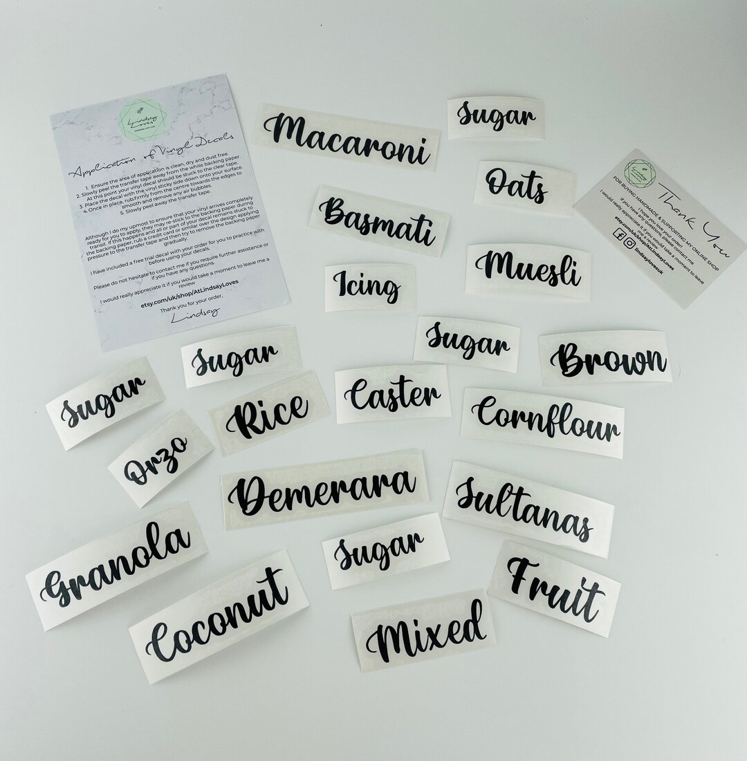 Kitchen Vinyl Decal Pantry Labels Food Jar Stickers - Etsy