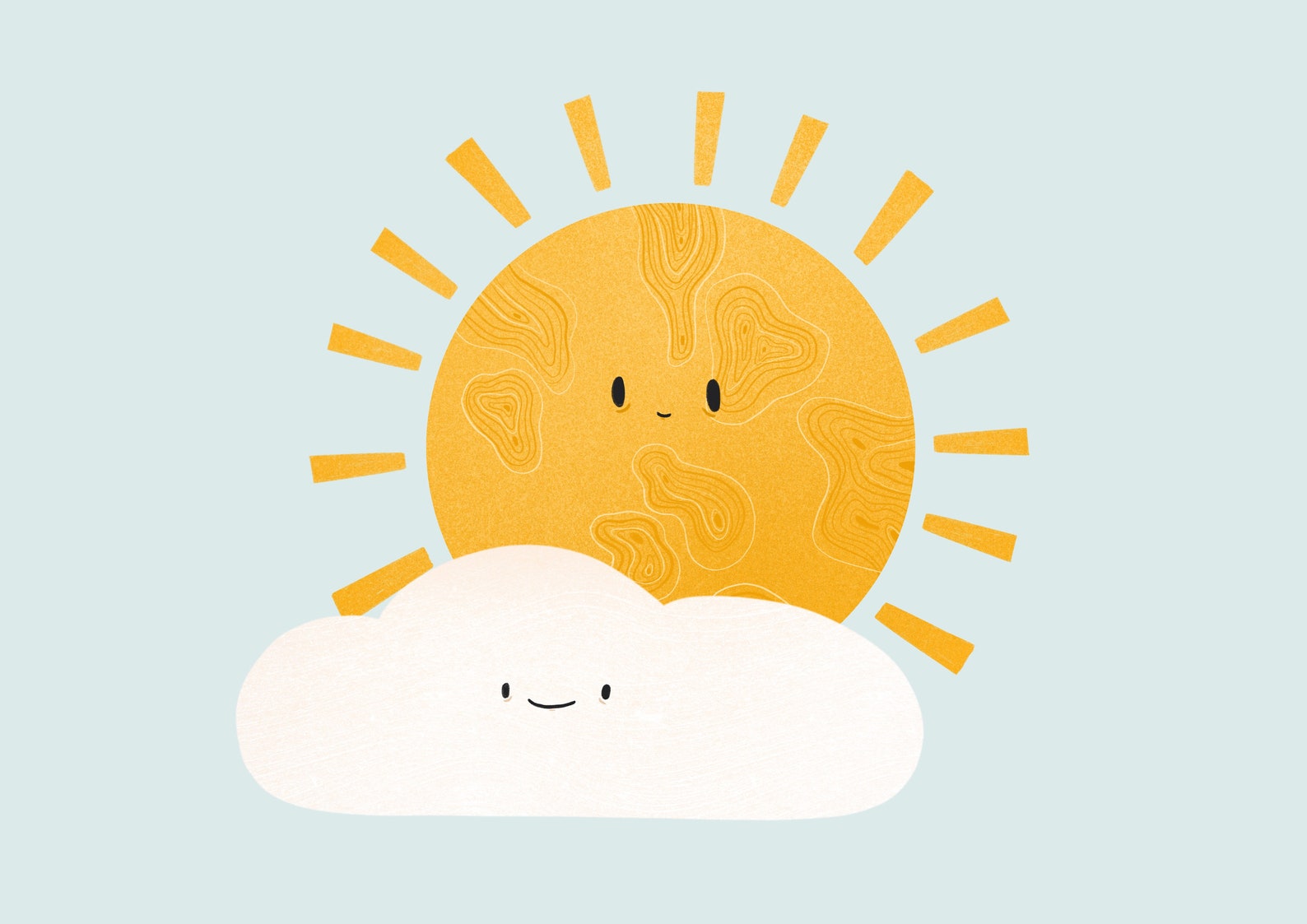 Happy Sunshine Postcard Illustration Mini Print | Etsy