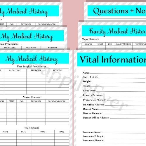 024 Medical Information Overview Printable Planner Insert - Etsy