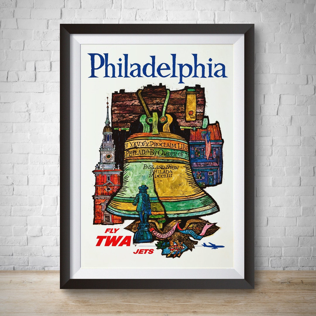 Vintage Travel Poster Philadelphia 1960 Fly TWA Vintage - Etsy