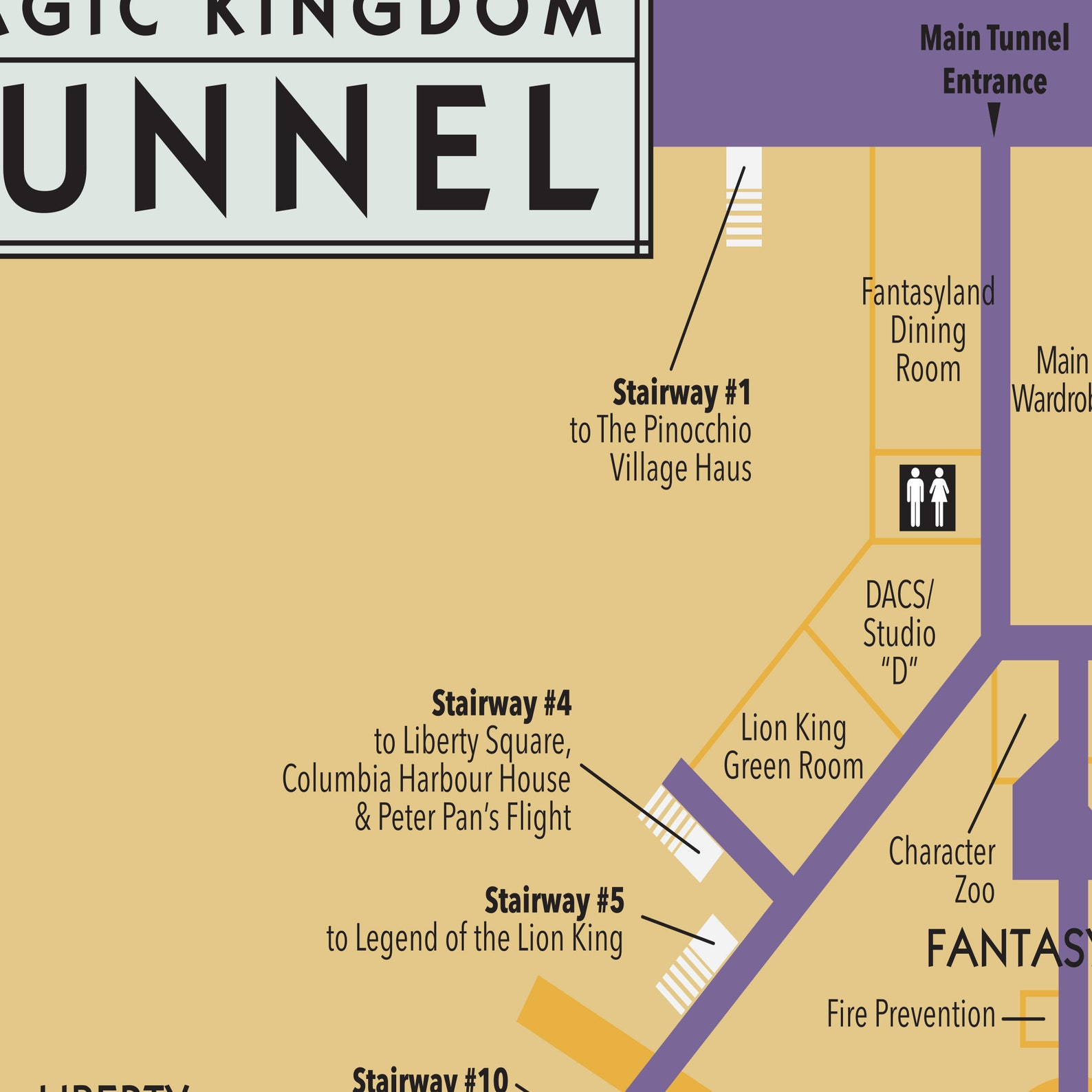Disney World Map Magic Kingdom Utilidors Disney Park Map Magic - Etsy