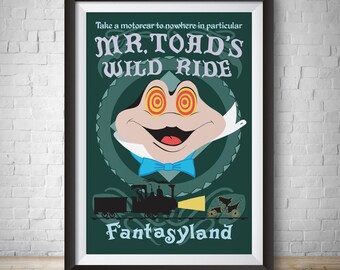 Vintage Disneyland Mr. Toad's Wild Ride Attraction Poster - Etsy