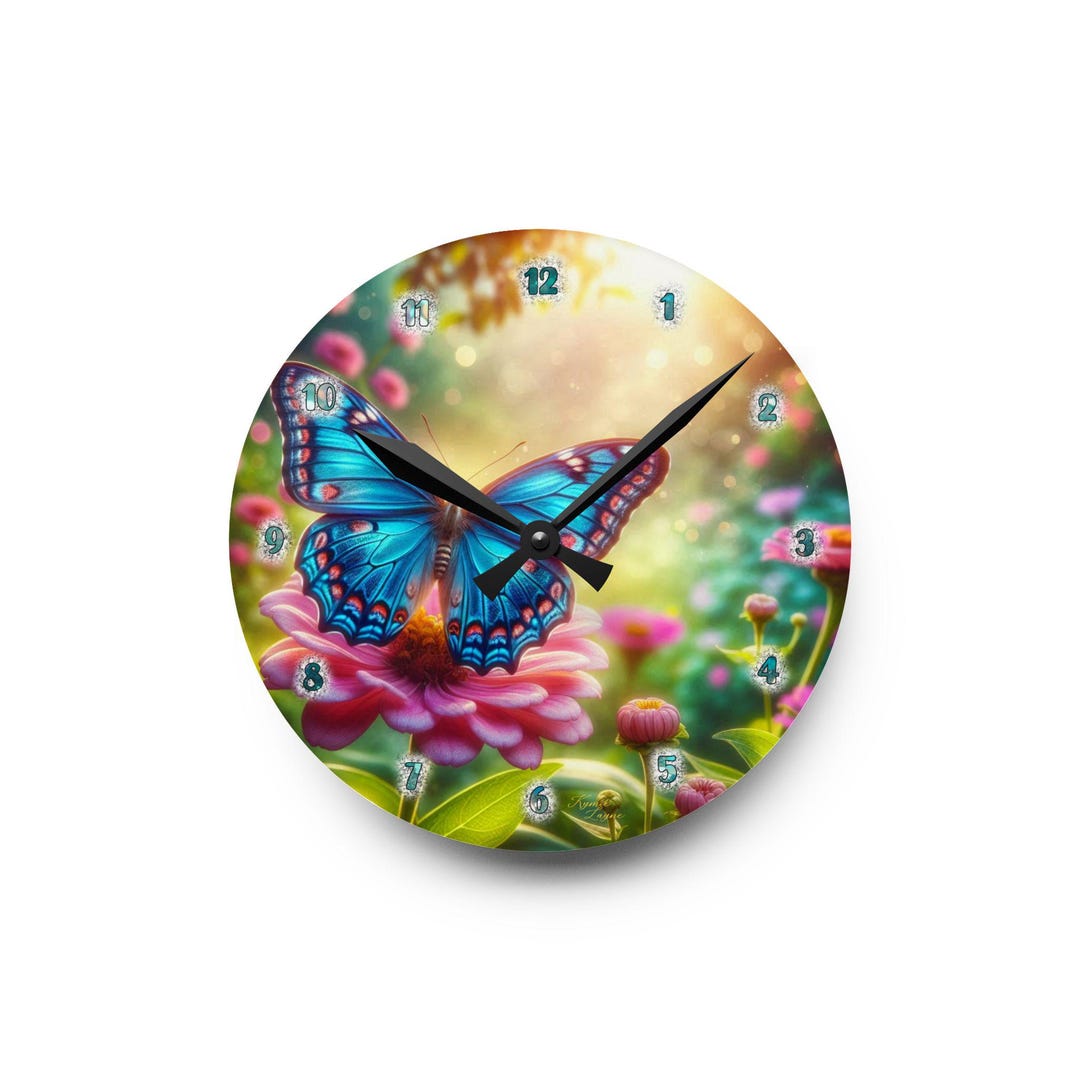 Butterfly Wall Clock, Floral Butterfly Home Decor, Nature Inspired ...