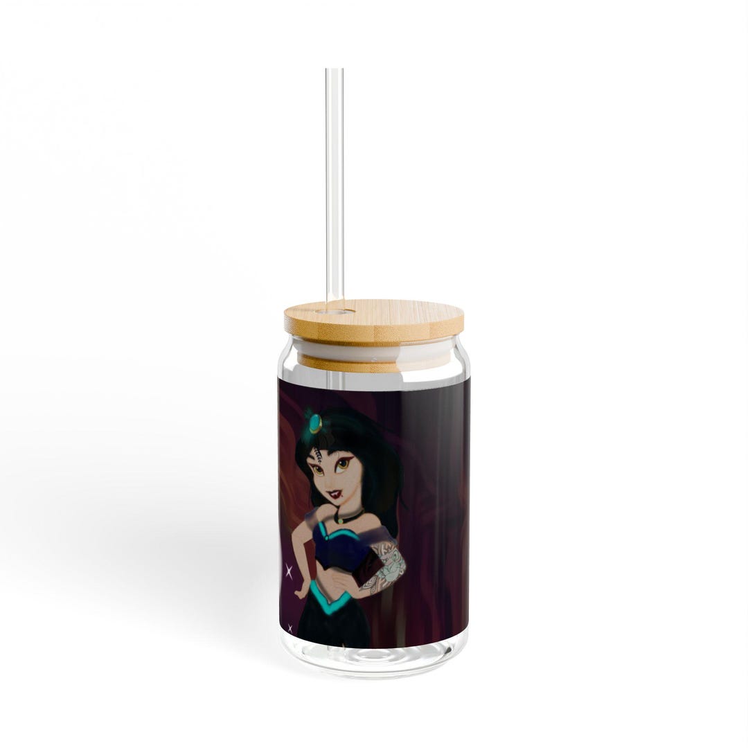 Hand Drawn Disney Gothic Princess Jasmine Sipper Glass, 16oz - Etsy