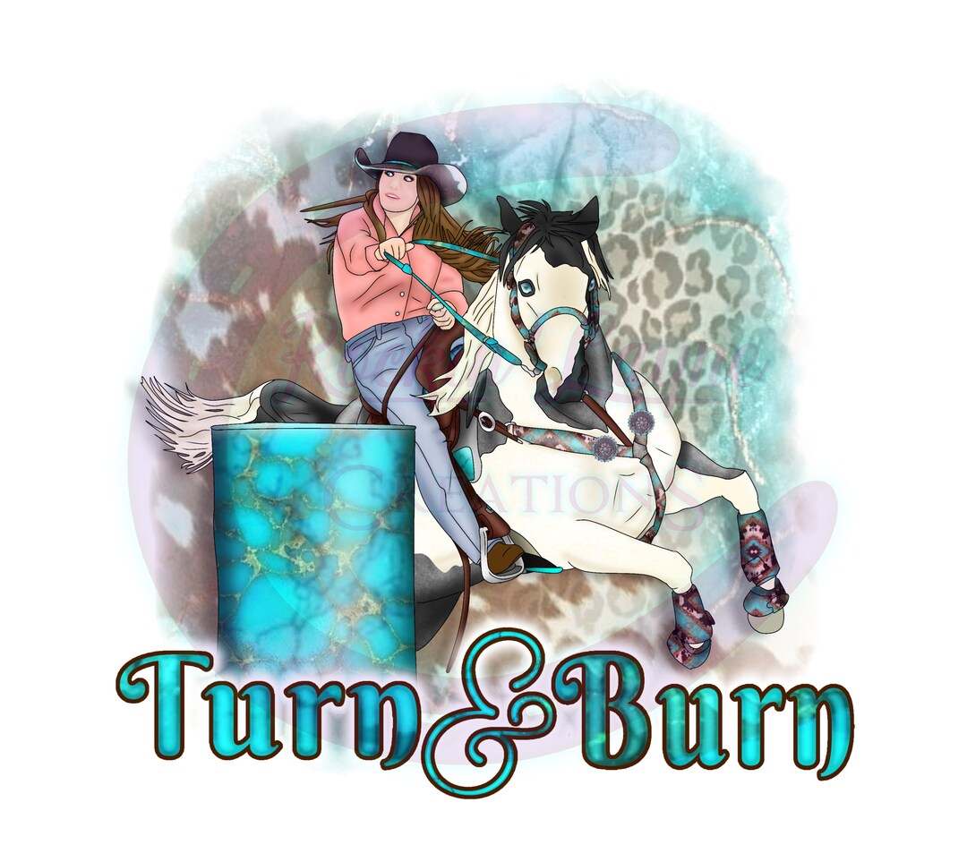 Barrel Racing Turn & Burn Png - Etsy