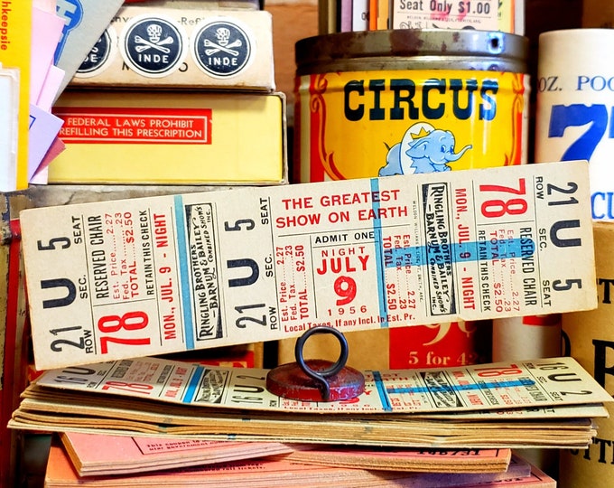 Vintage 1950s Ringling Brothers Barnum & Bailey Circus Tickets, Vintage ...