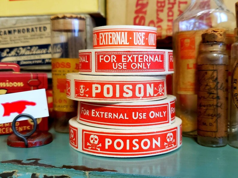Vintage 1930s Poison and External Use Gummed Pharmacy Prescription ...