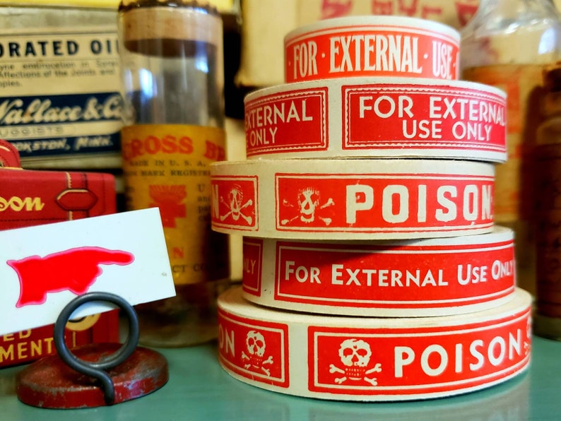 Vintage 1930s Poison and External Use Gummed Pharmacy Prescription ...