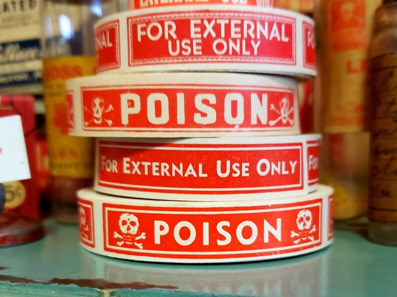 Vintage 1930s Poison and External Use Gummed Pharmacy Prescription ...