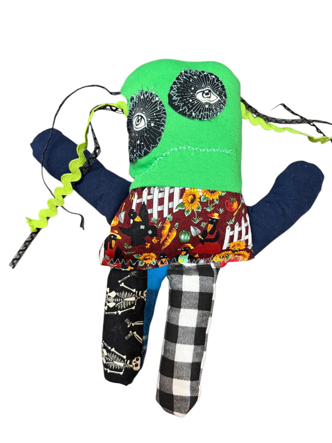 Green Ugly Patchwork Skeleton Scraps Crazy Scrappy Doll - Etsy