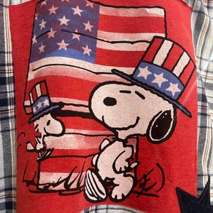 Red White Blue Snoopy USA Flannel Plaid Stars Tank Duster Medium - Etsy