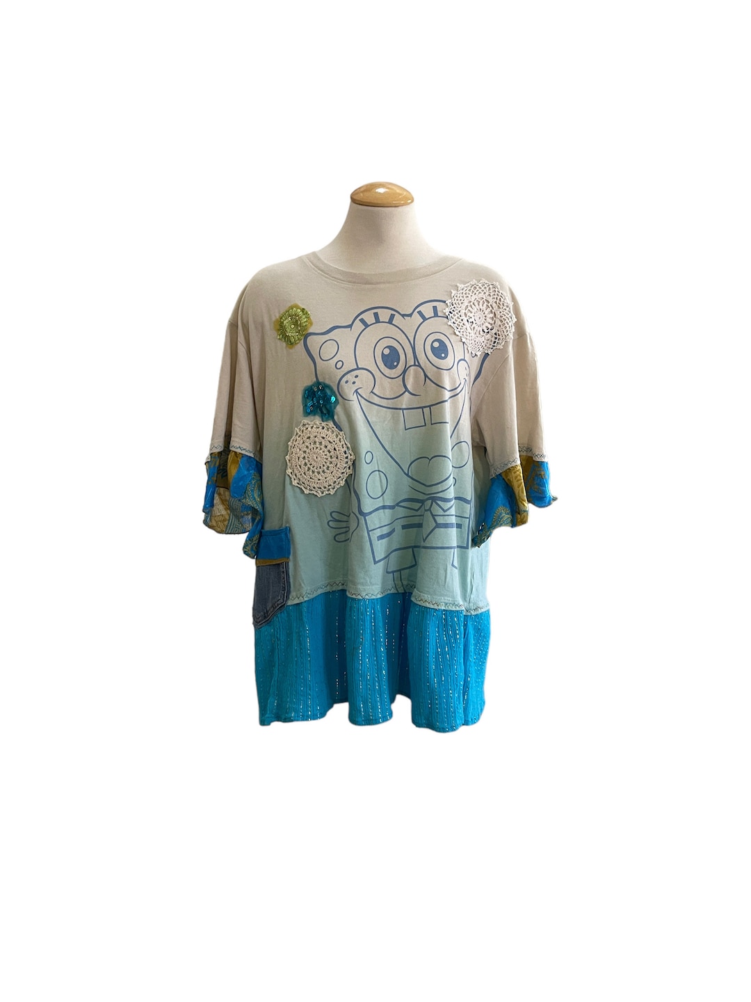 Upcycled Vintage Sponge Bob Jelly Fish Bling One of Kind Tunic - Etsy