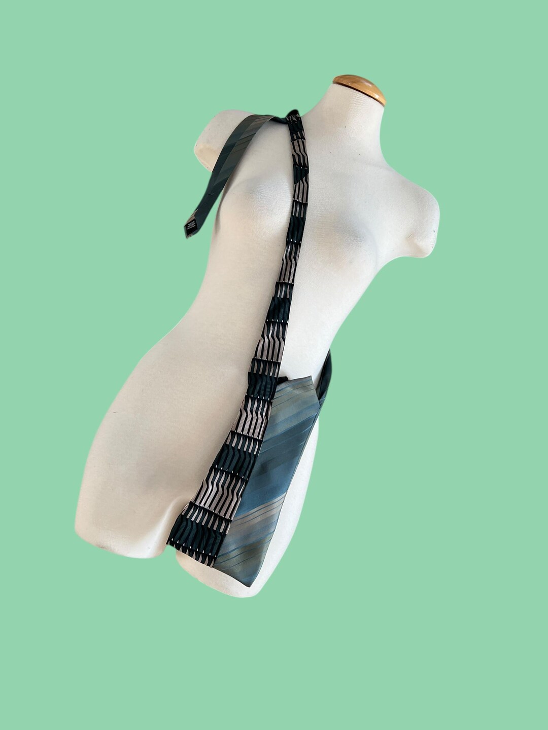 Upcycled Greens Silk Tie Crossover Phone Bag Adjustable Tie on Shoulder ...