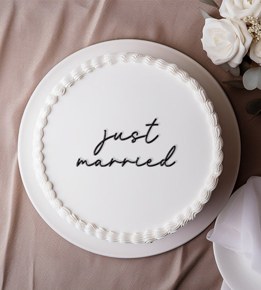 Custom 'just Married' Cake Topper: Handwritten Wedding Cake Charm - Etsy