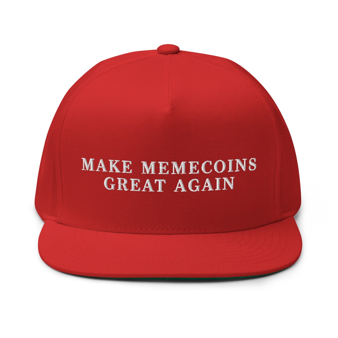 Make Memecoins Great Again Hat Embroidered Snapback Flat Bill Cap Funny ...