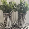 Two Buffalo Check & Jute Farmhouse Vases With Greenery - Etsy