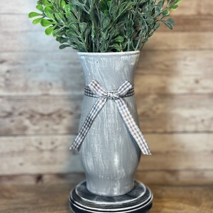 Rustic Farmhouse Gray Distressed Hurricane Flower Vase With Greenery - Etsy