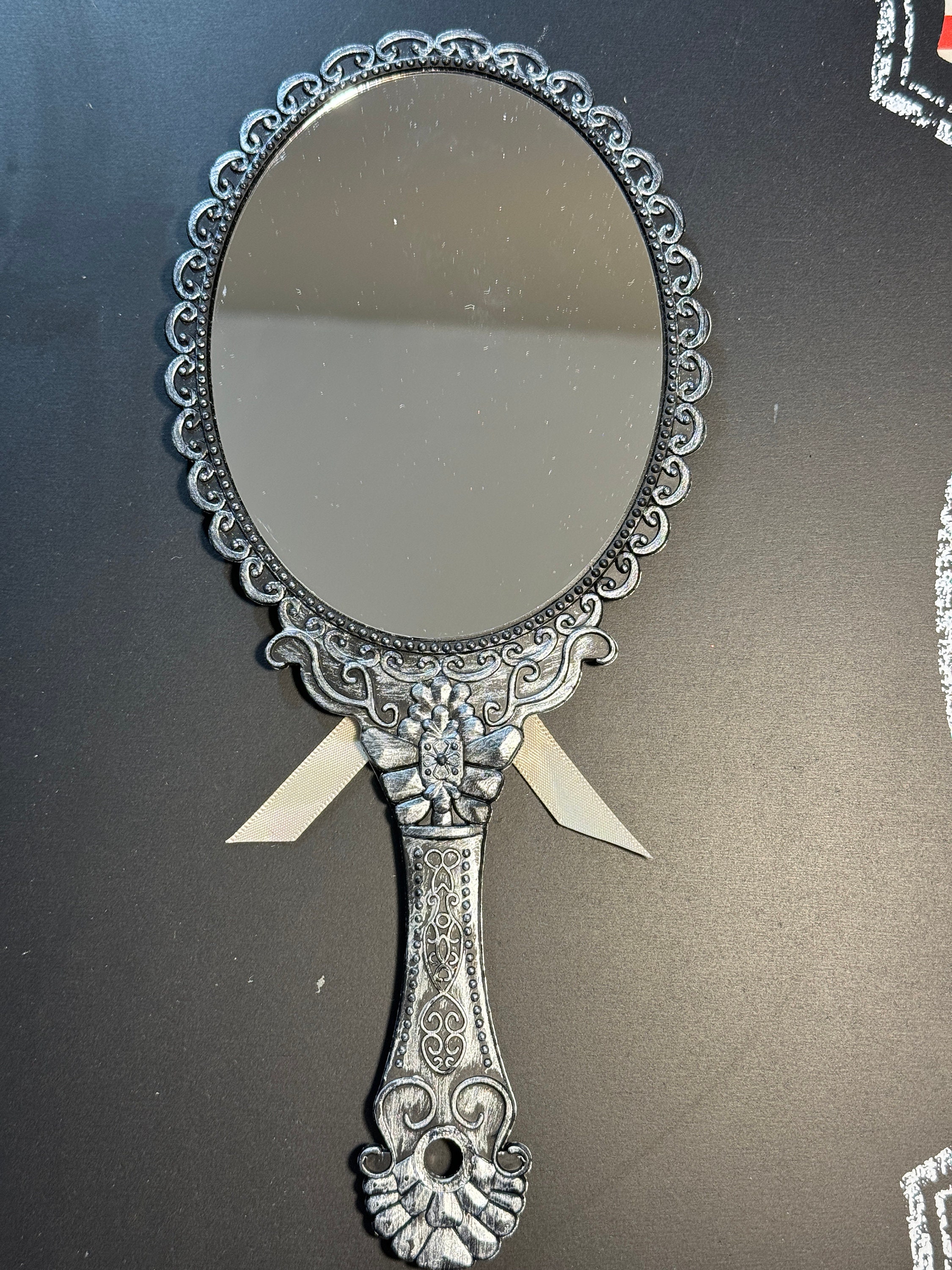 Plastic Fancy Handheld Mirror,metallic Hand Painted, Gold,pewter ...
