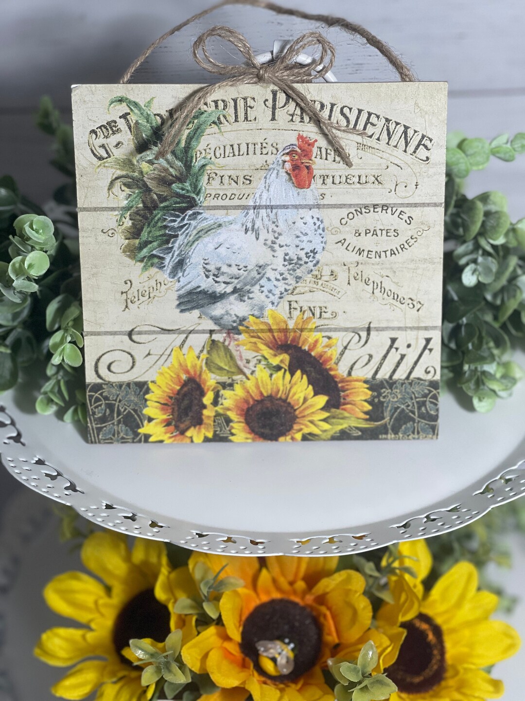 Farmhouse Rooster & Sunflowers on Shiplap Wall Plaque, Wall Decor ...