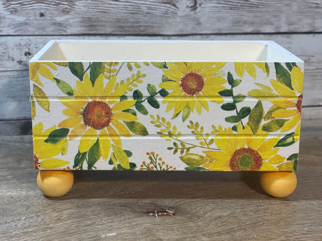 Sunflower Wooden Mini Crate Riser for Coffee/cocoa Bar Flowers or Gifts ...