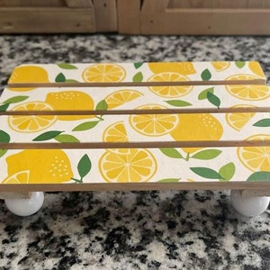 Farmhouse Lemon Wood Pallet Riser, Soap Dish, Tiered Tray Riser ...