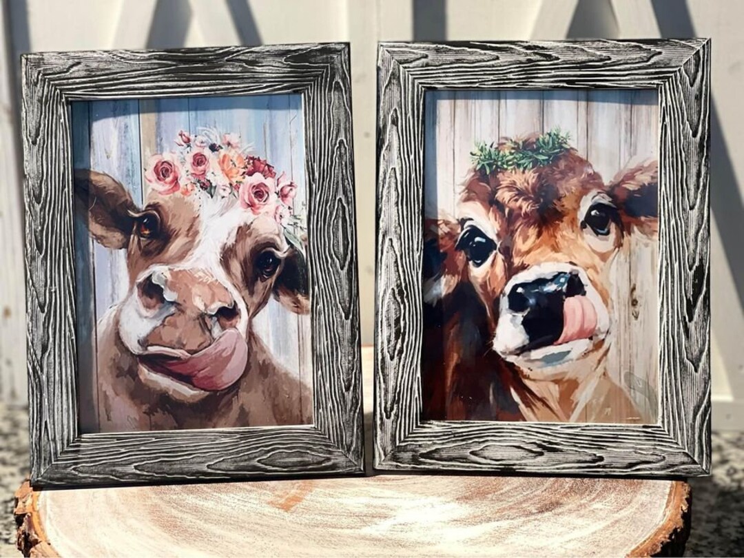 Farmhouse Set of 2 Cow Framed Art - Etsy