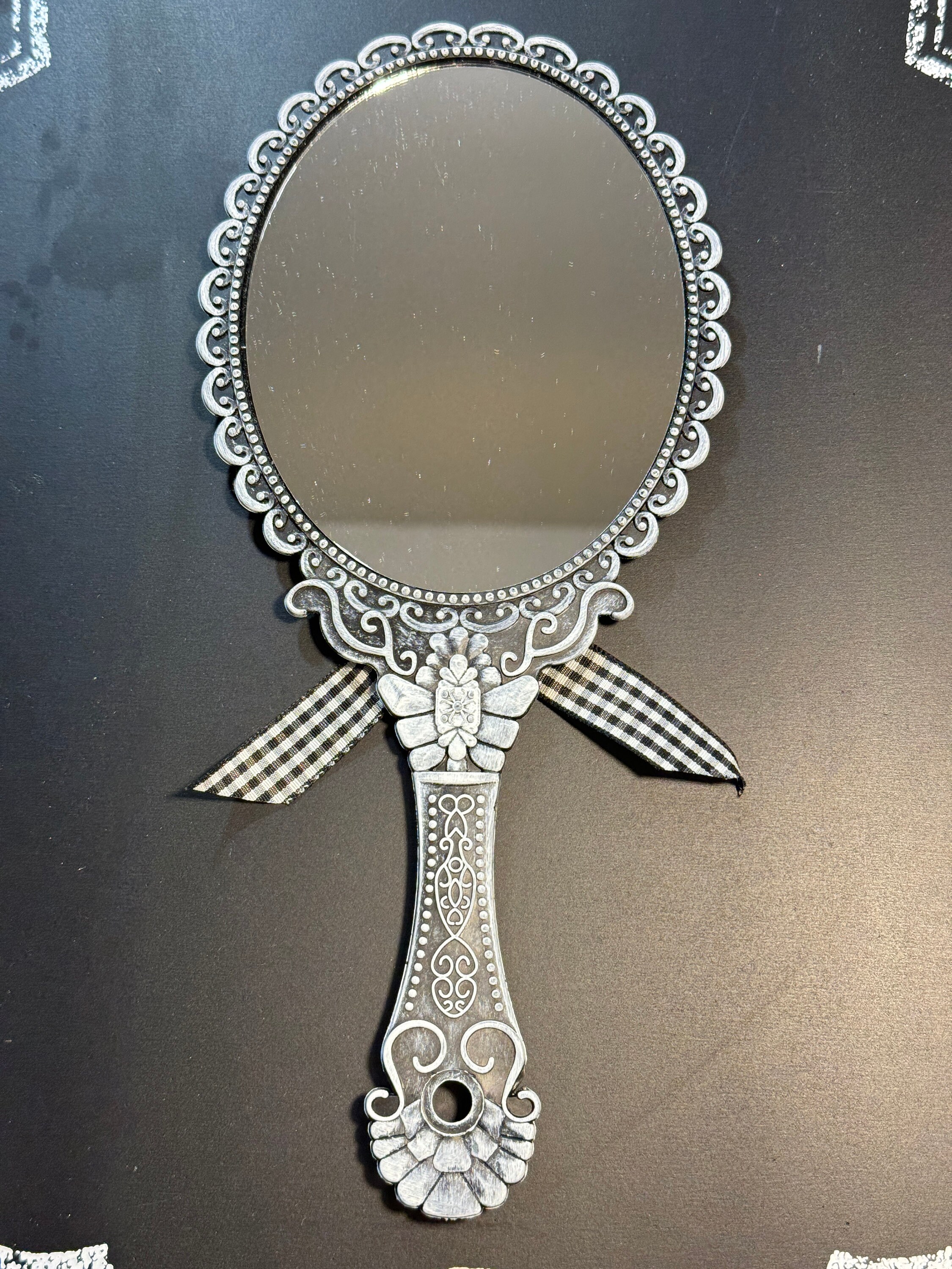 Plastic Fancy Handheld Mirror,metallic Hand Painted, Gold,pewter ...