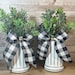 Two Buffalo Check & Jute Farmhouse Vases With Greenery - Etsy