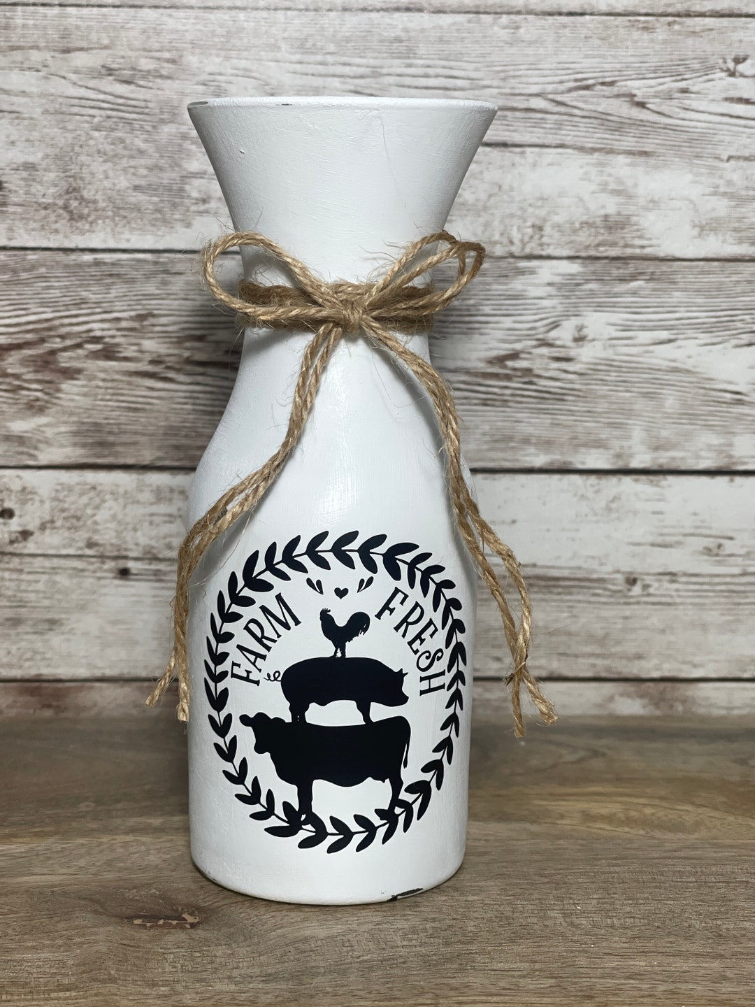 Rustic Farmhouse Distressed Farm Fresh Milk Jar Vase - Etsy