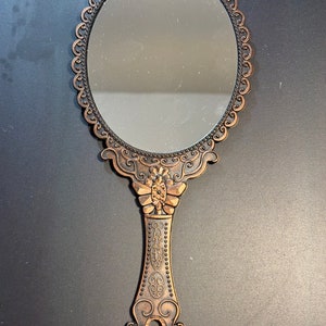 Plastic Fancy Handheld Mirror,metallic Hand Painted, Gold,pewter ...