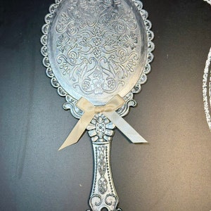 Plastic Fancy Handheld Mirror,metallic Hand Painted, Gold,pewter ...
