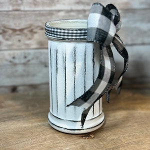 Two Buffalo Check & Jute Farmhouse Vases With Greenery - Etsy