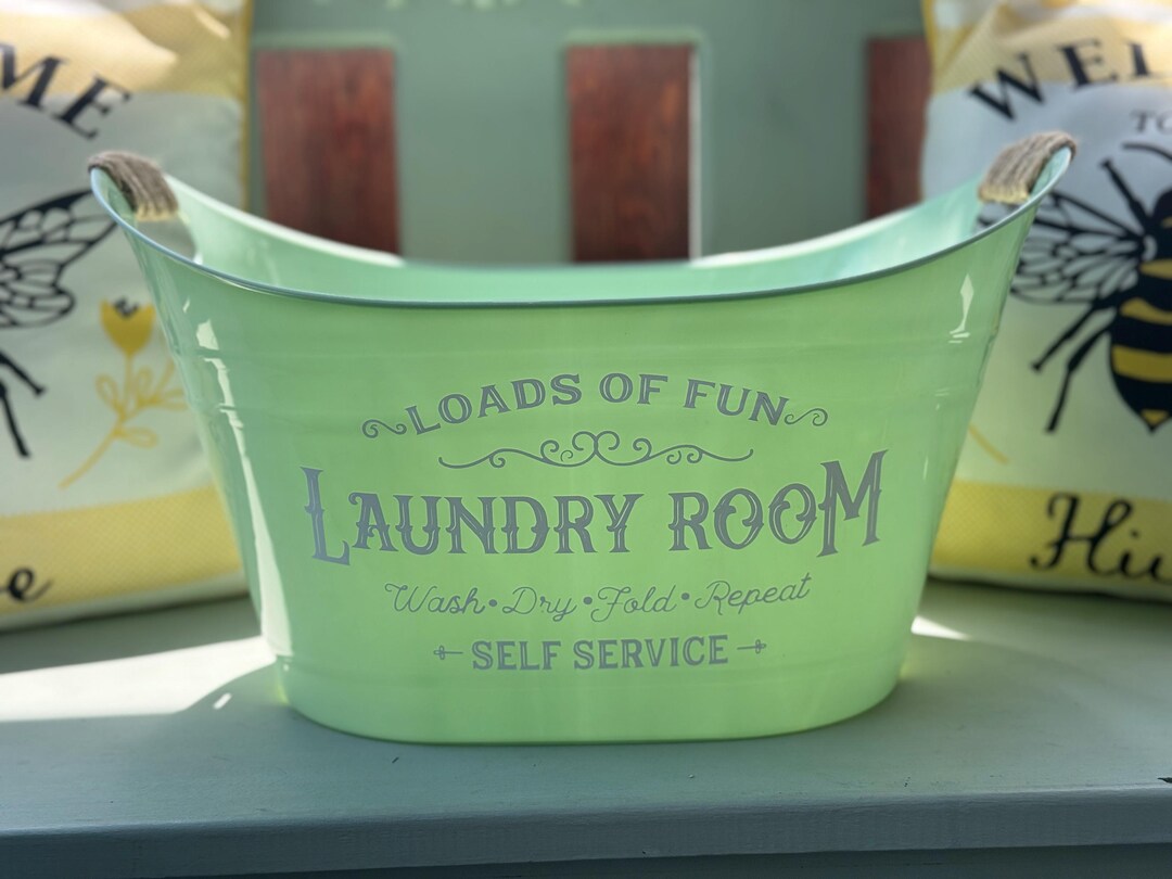 Chinoise Green Laundry Basket: Modern Farmhouse Style, Jute Handles, 16 ...