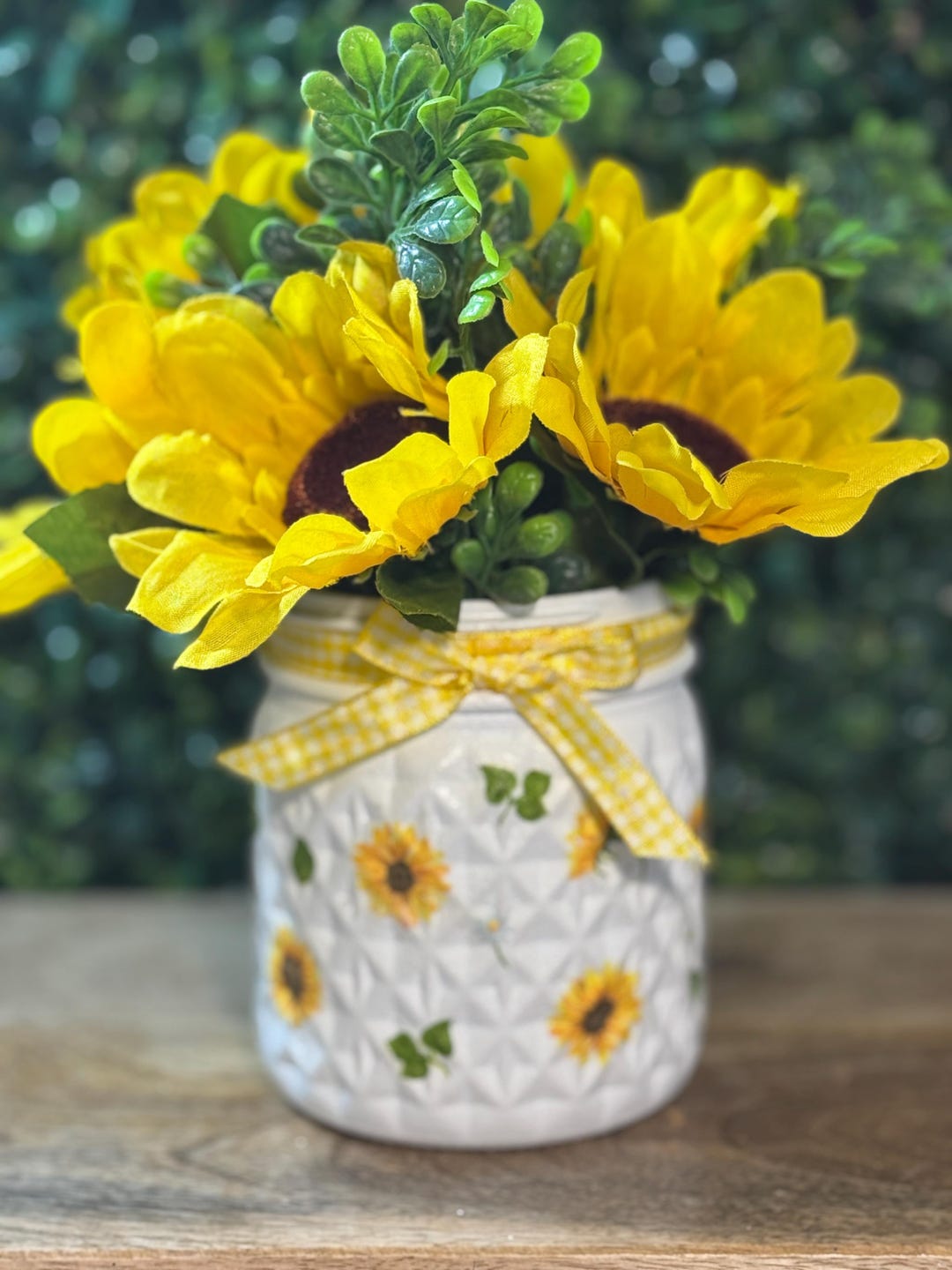 Farmhouse Sunflower Mason Jar Centerpiece: Decoupaged Fall Decor - Etsy