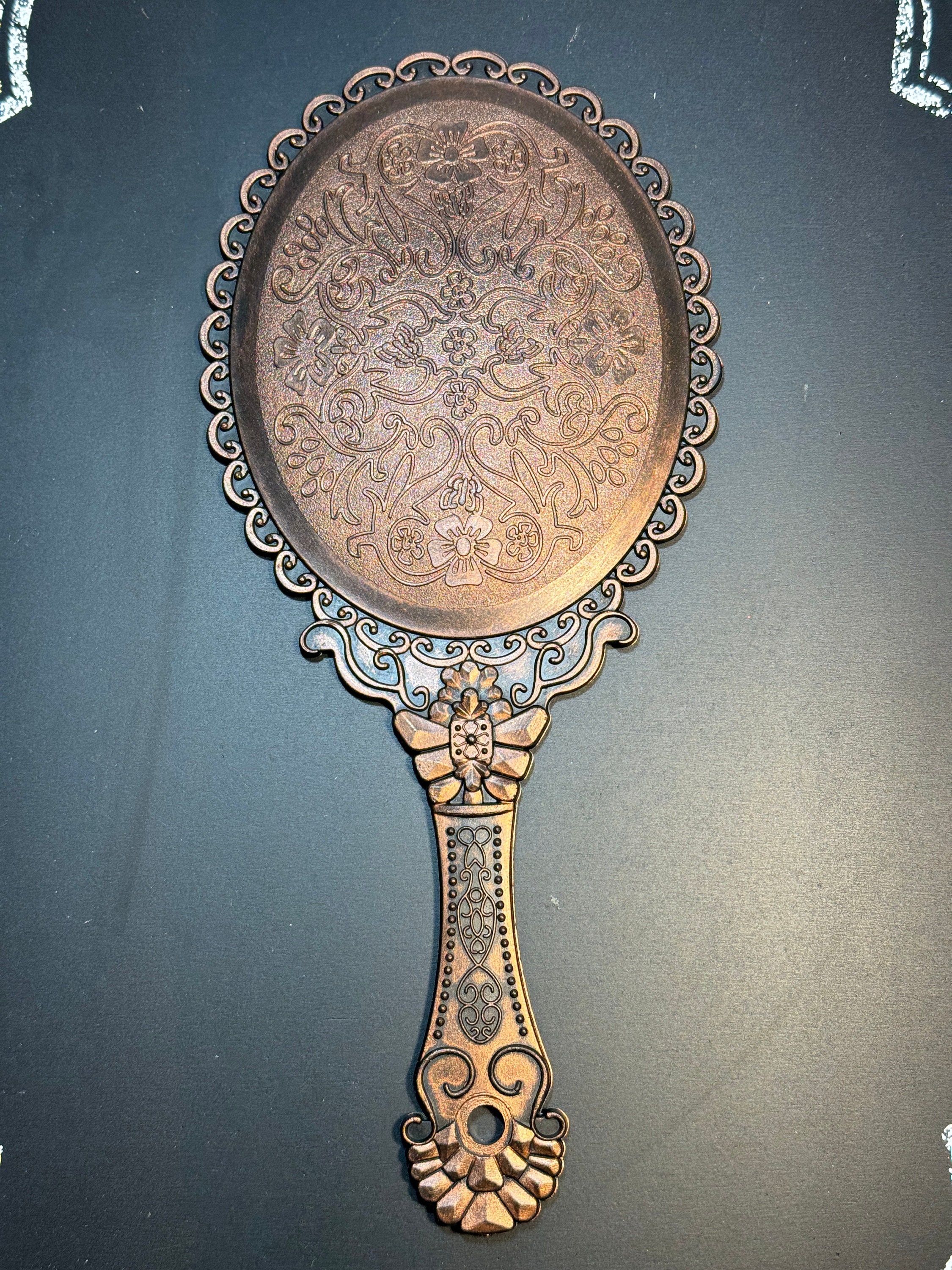 Plastic Fancy Handheld Mirror,metallic Hand Painted, Gold,pewter ...