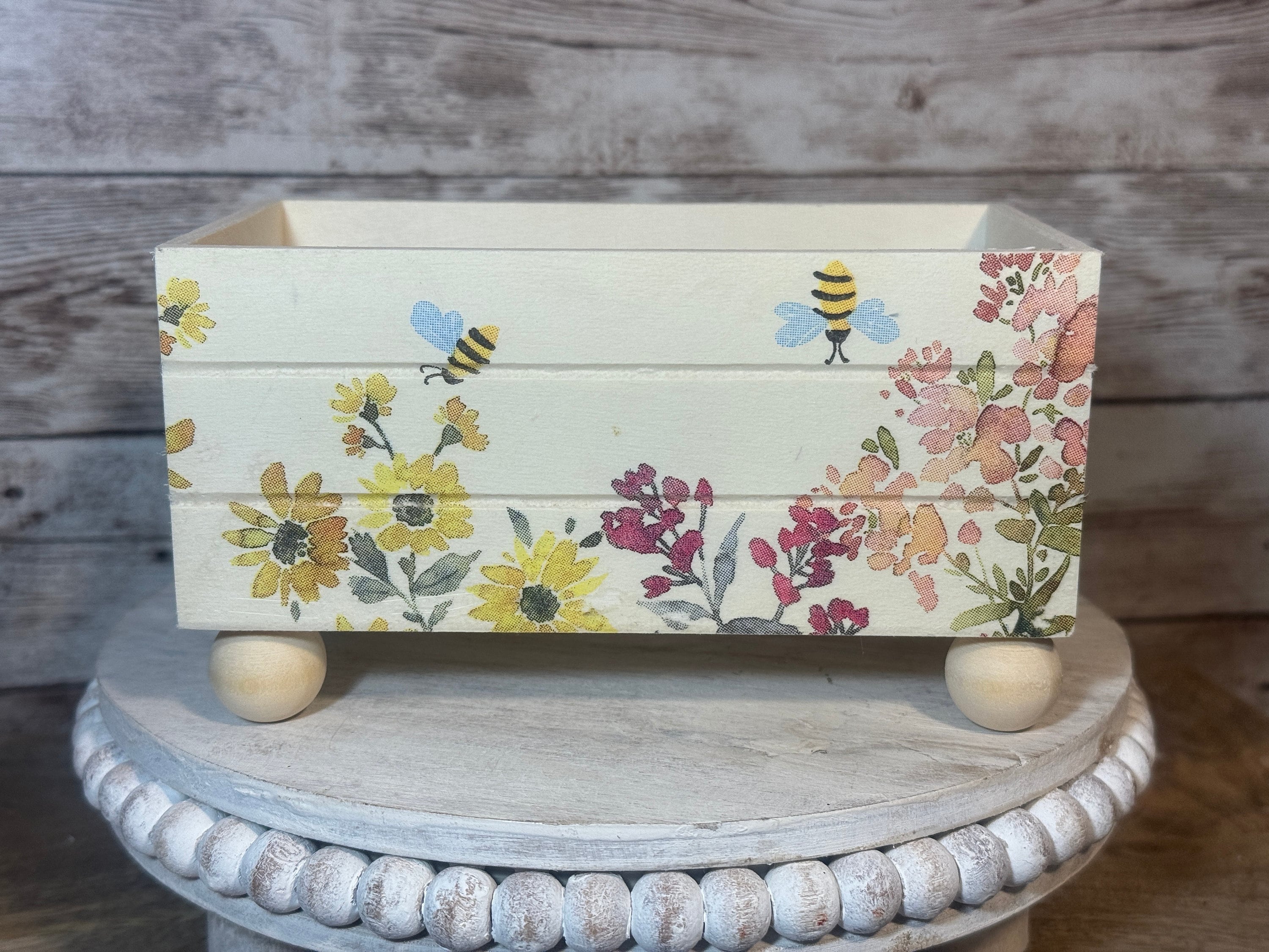 Bees and Wildflowers Decorative Wooden Crate, Mini Storage - Etsy