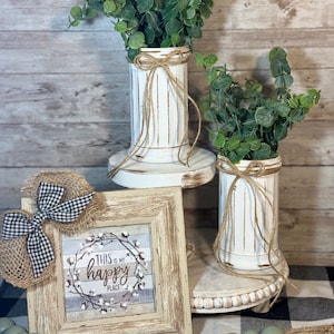 This is My Happy Place Shiplap Cotton Wreath | Buffalo Plaid Burlap ...