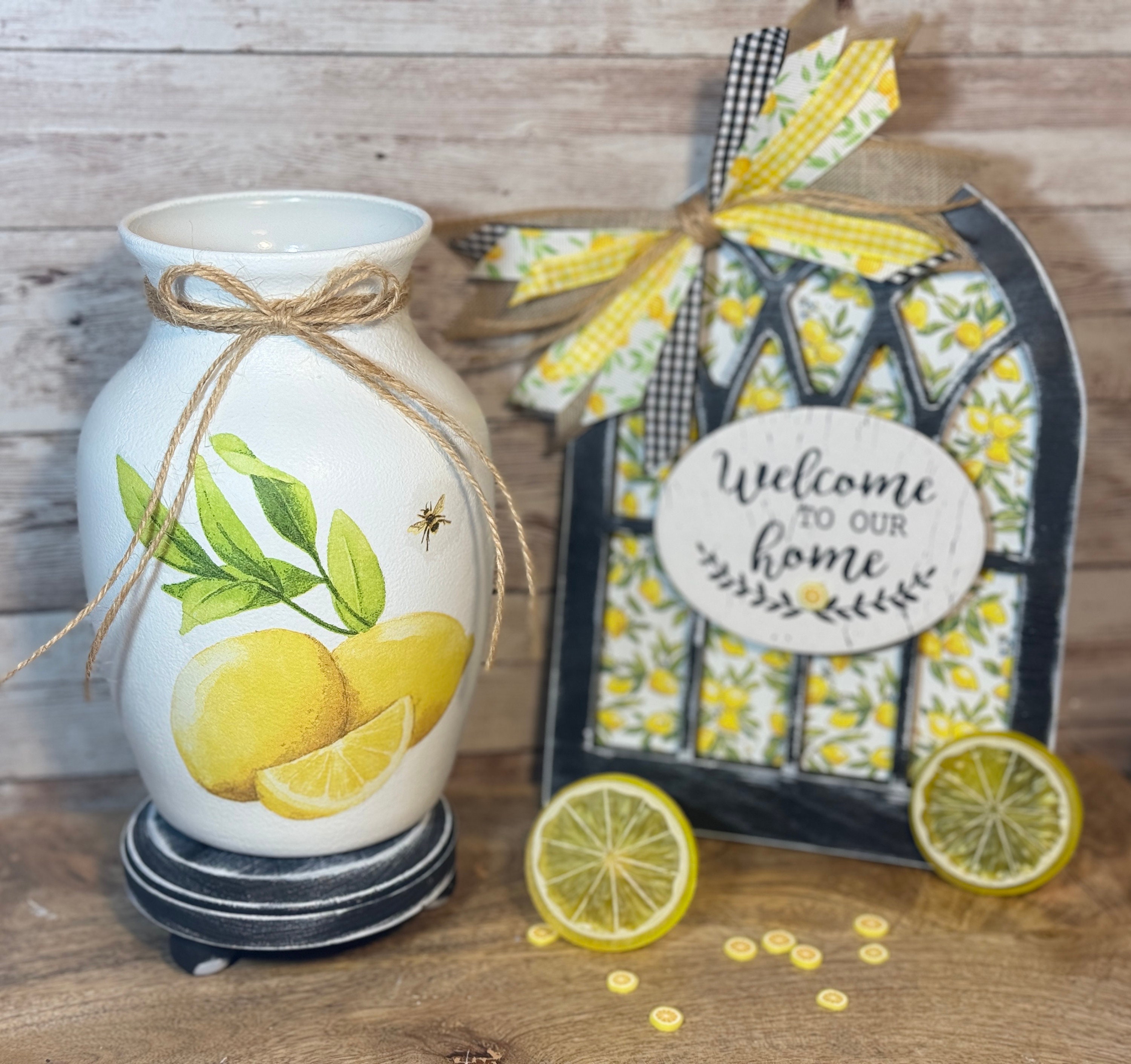 Rustic Lemon Bee Vase: Farmhouse Summer Decor - Etsy