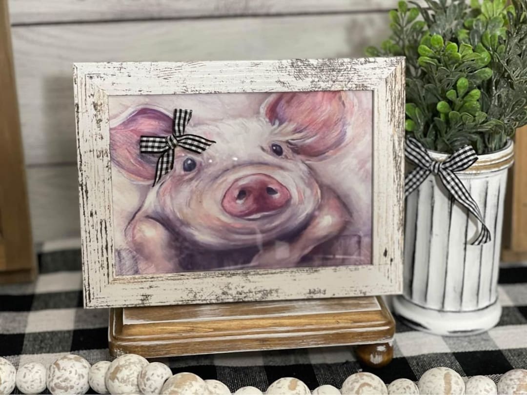 Rustic Pig Sign | Farmhouse Decor | Distressed Frame | Rustic Farmhouse ...