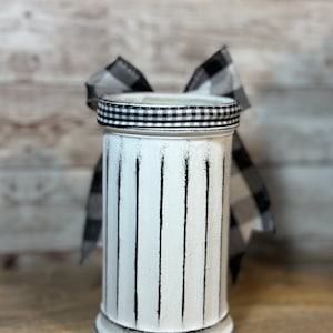 Two Buffalo Check & Jute Farmhouse Vases With Greenery - Etsy