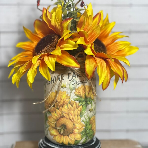 Sunflower Mason Jar - Etsy