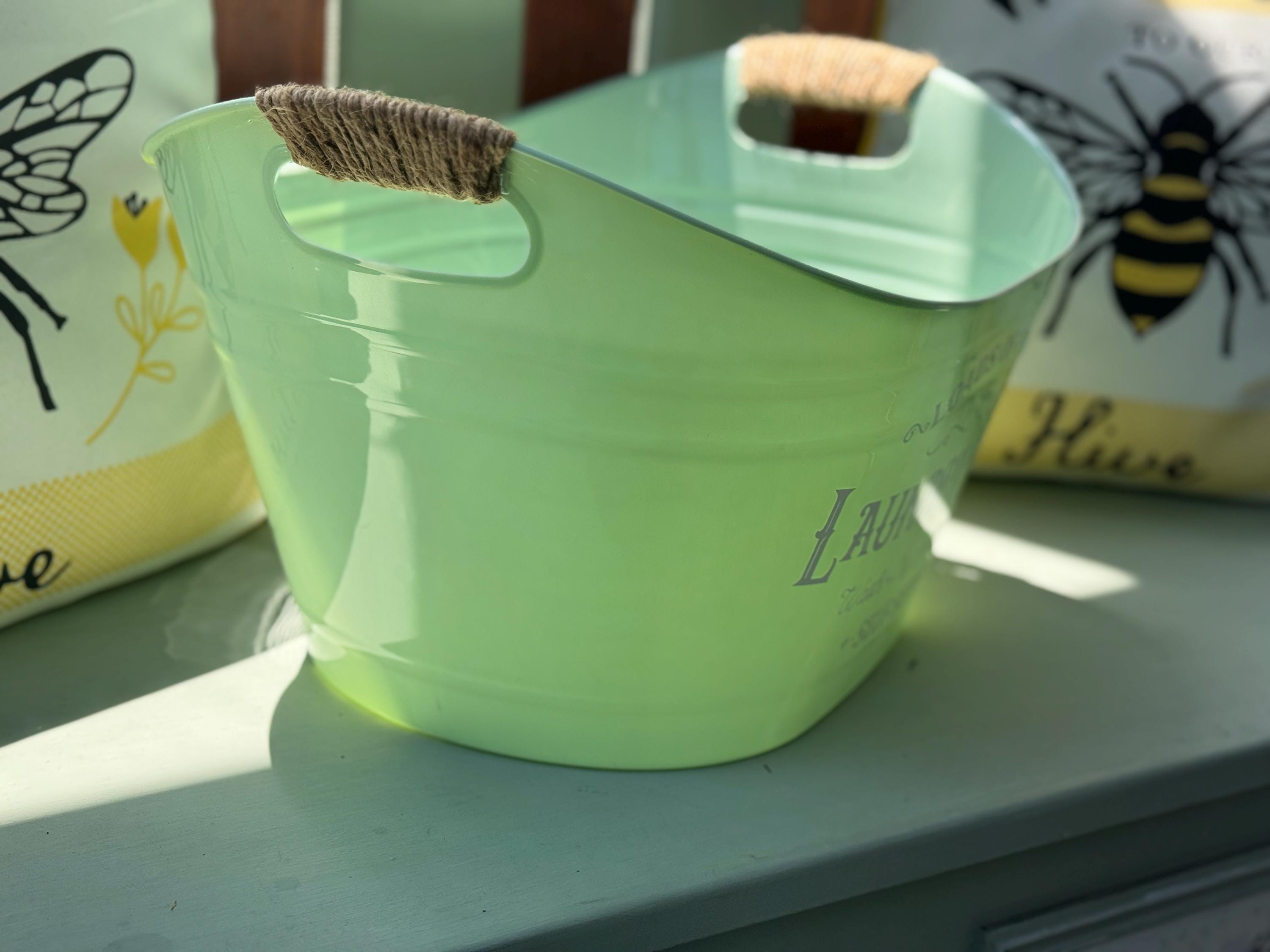 Chinoise Green Laundry Basket: Modern Farmhouse Style, Jute Handles, 16 ...