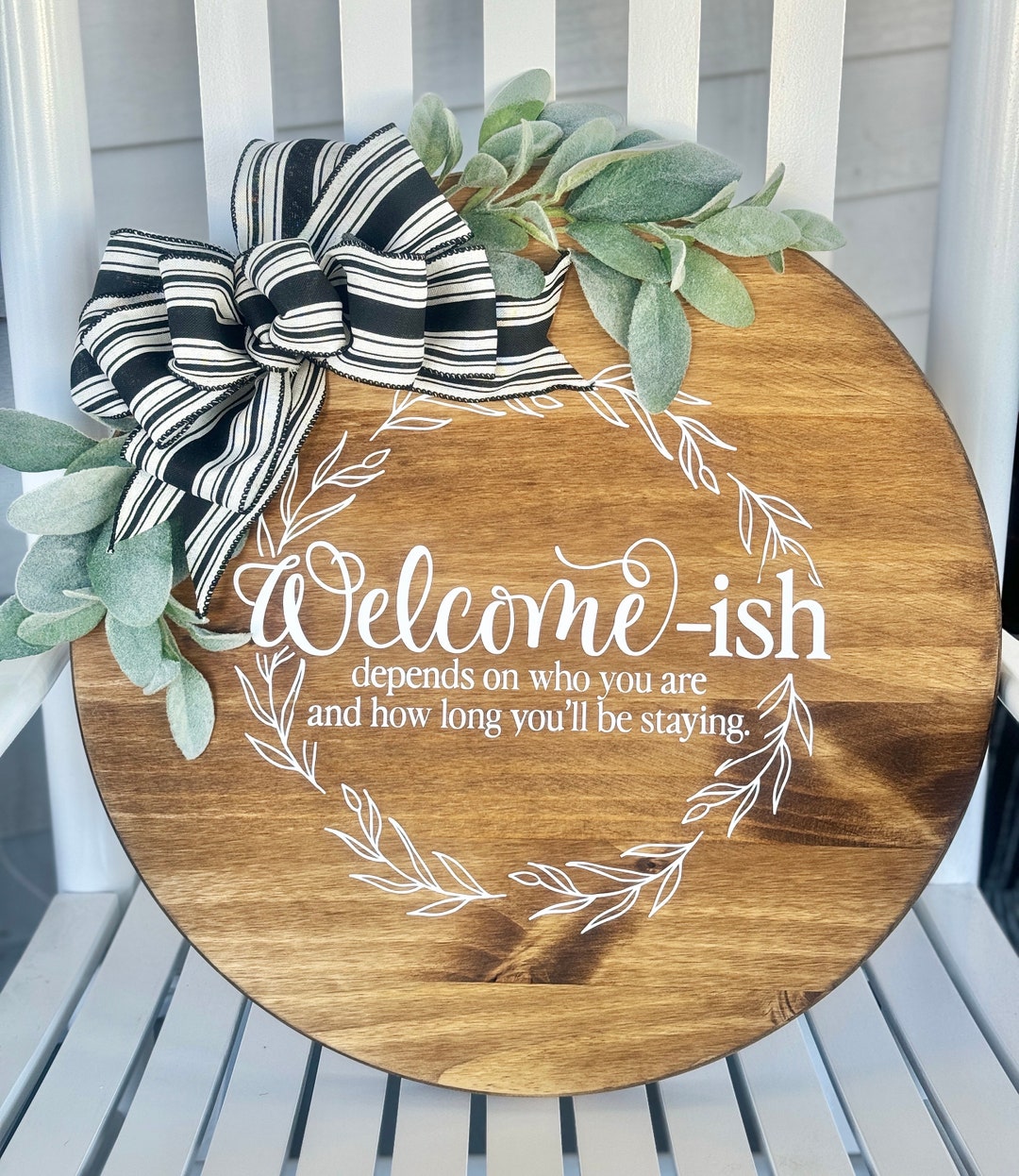 Welcome- Ish Door Round, Welcome Door Sign, Door Wooden Sign, Wooden ...
