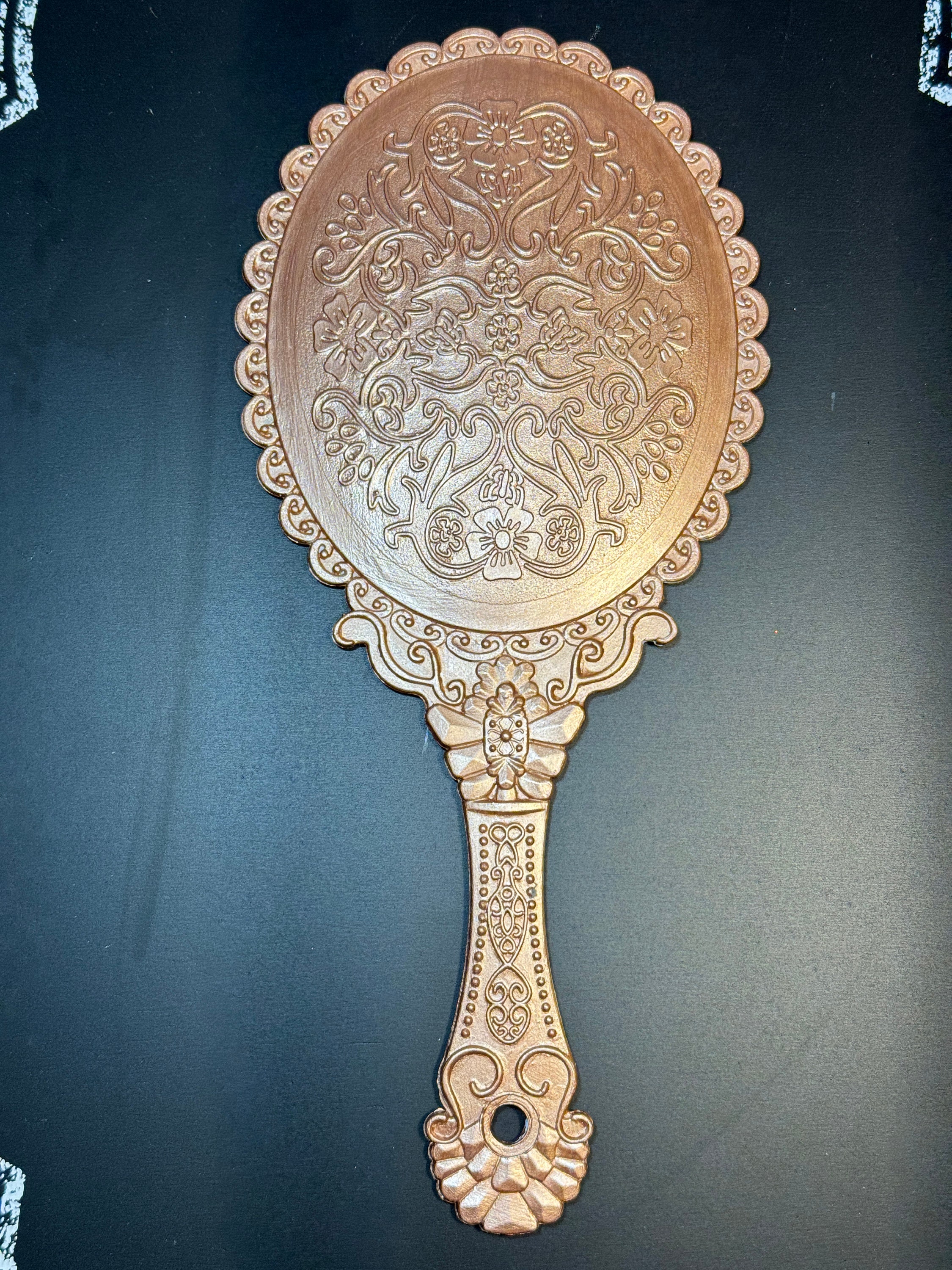 Plastic Fancy Handheld Mirror,metallic Hand Painted, Gold,pewter ...