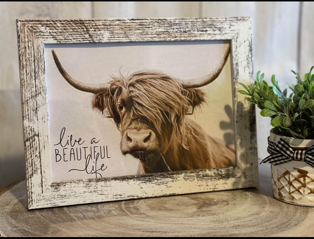 Highland Cow Framed Print: Rustic Farmhouse Decor (8.5" X 6.5") - Etsy