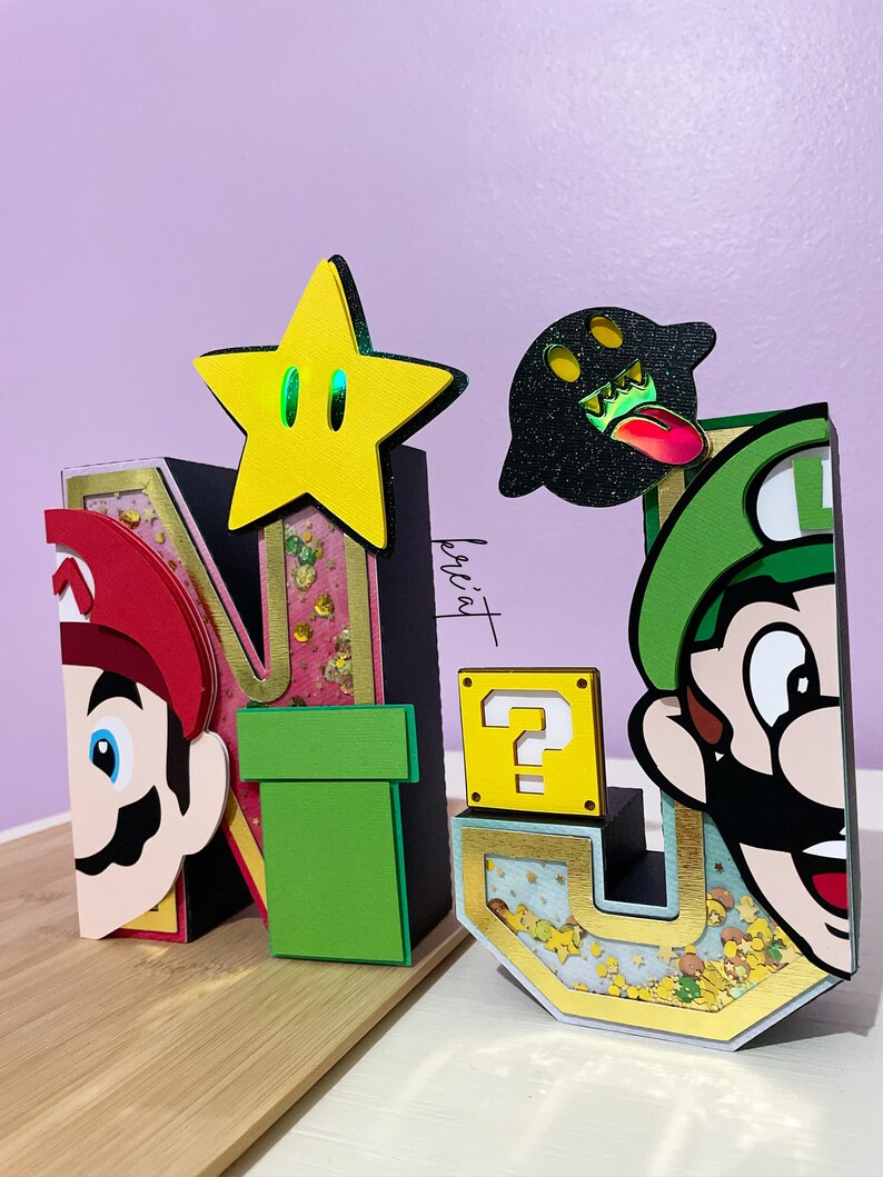 Mario Bros 3D Letters/numbers Mario Bros Party Mario Bros - Etsy