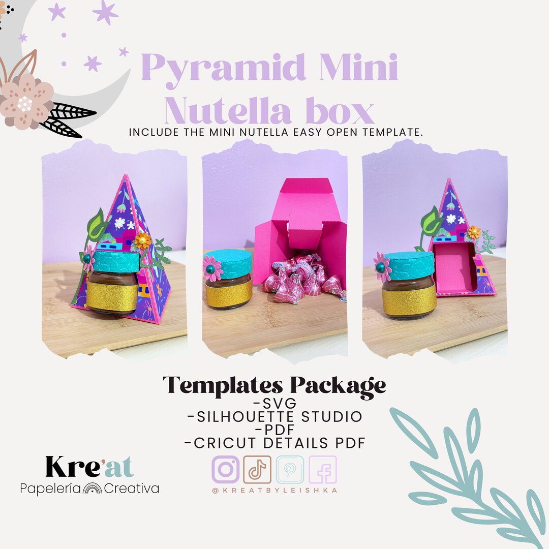 Kr'eat Pyramid Mini Nutella Box Template, Mini Nutella Template, Cricut ...