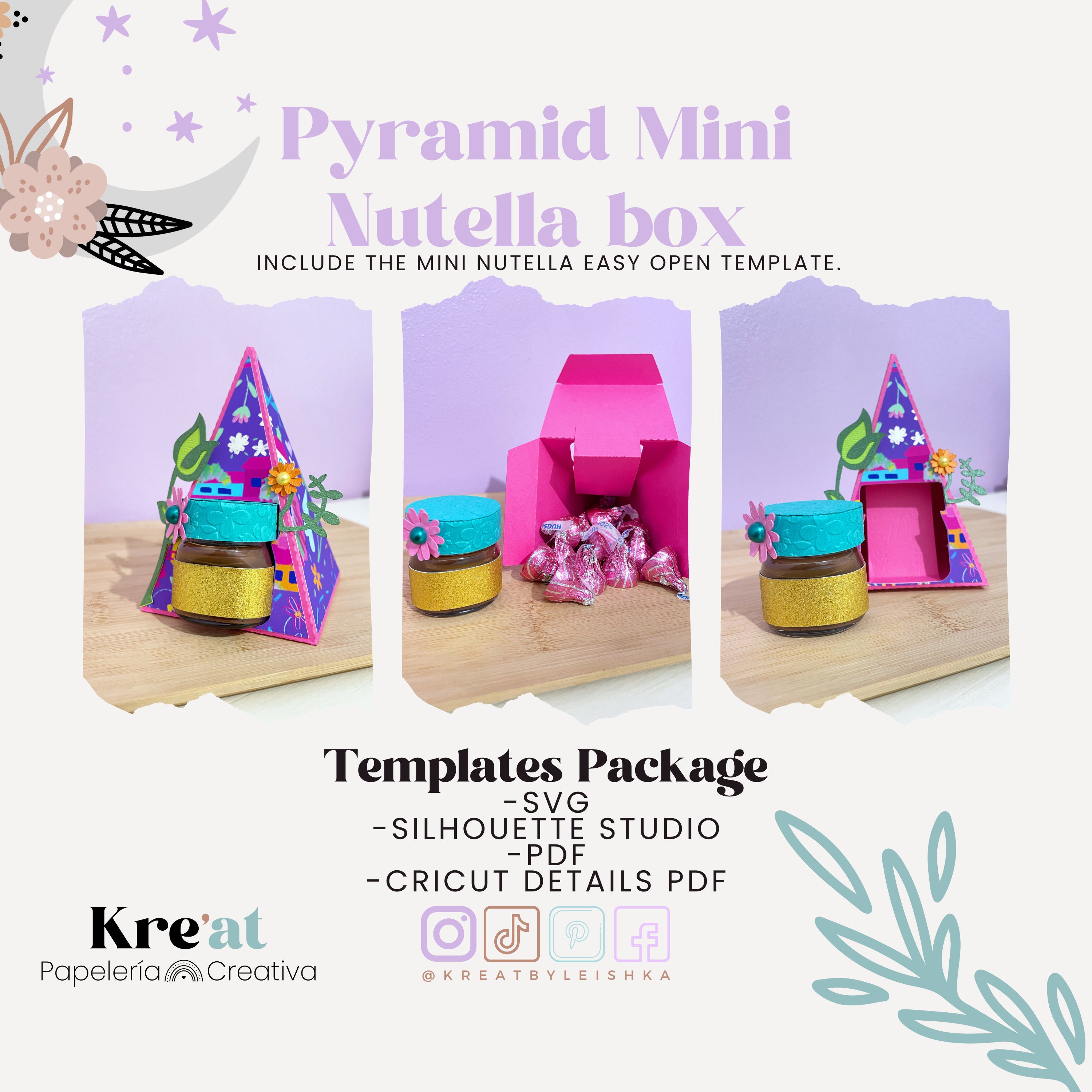 Kr'eat Pyramid Mini Nutella Box Template Mini Nutella | Etsy España