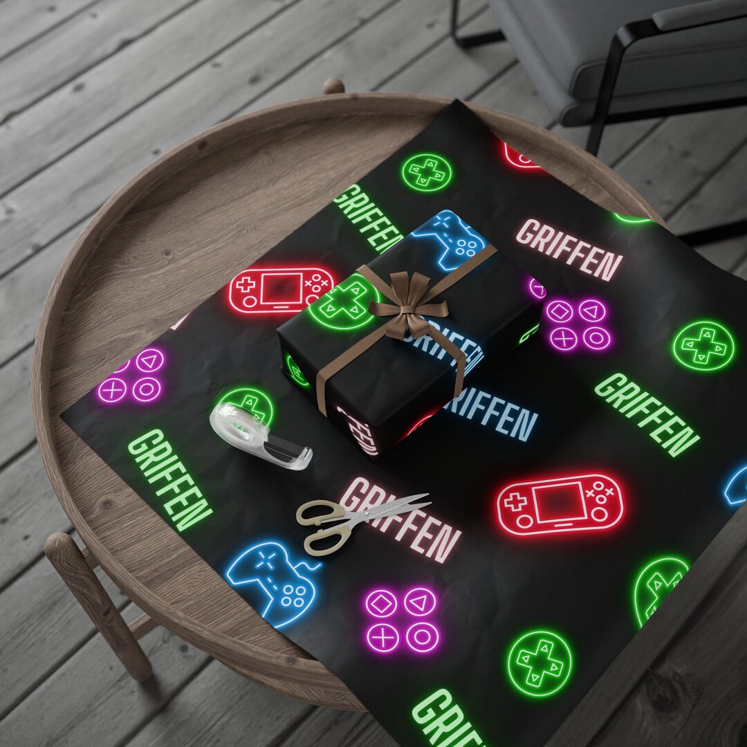Custom Gamer Wrapping Paper for Teen, Personalized Video Game Lover ...
