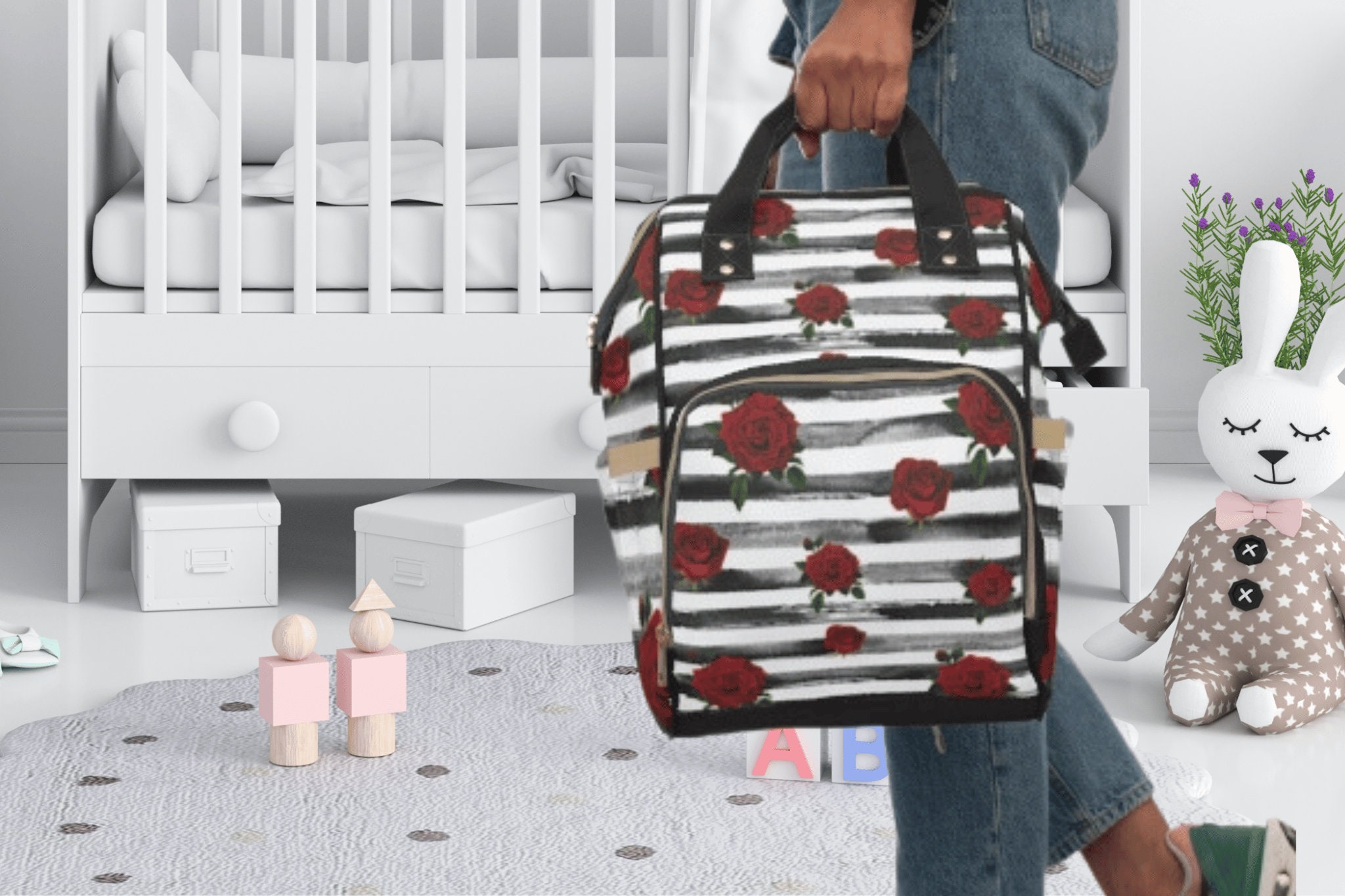 Black and White Stripe Gothic Travel Bag Emo Baby Shower Gift for ...